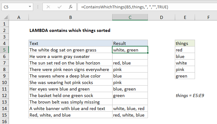 LAMBDA Contains Which Things Excel Formula Exceljet